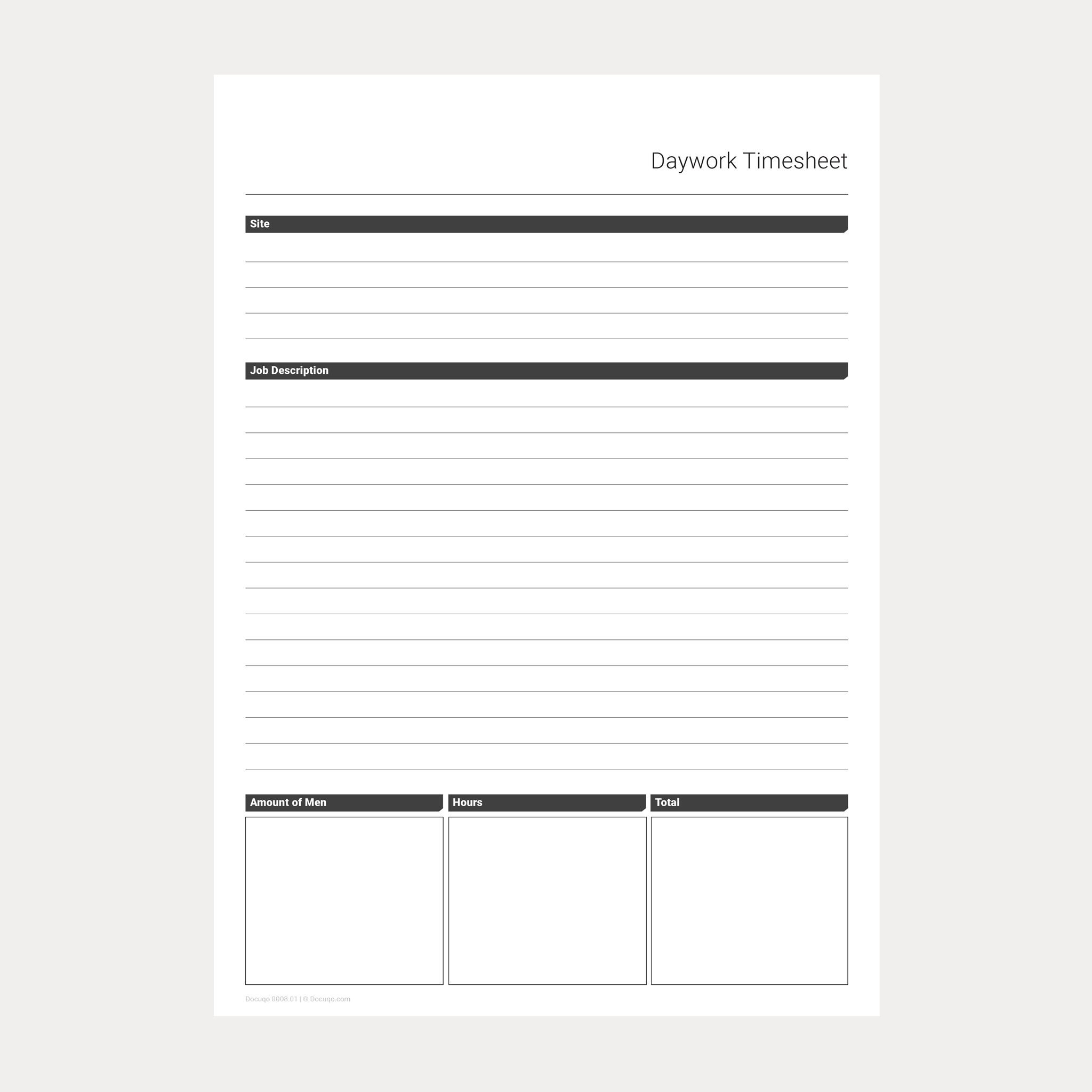 UK Daywork Sheet Templates – A4 Editable & Printable PDF Forms – Docuqo