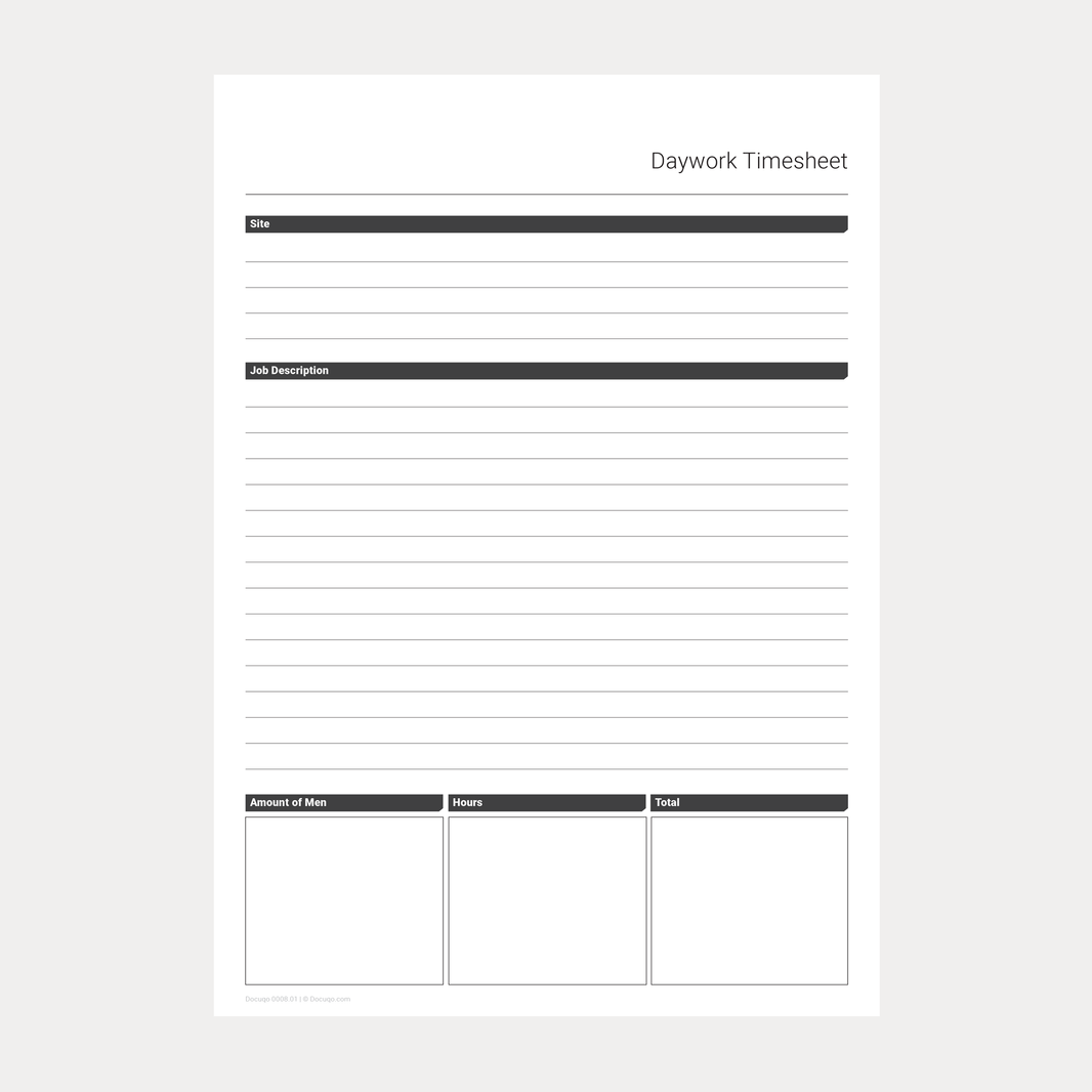UK Daywork Sheet Templates – A4 Editable & Printable PDF Forms – Docuqo