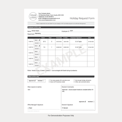 Holiday Request Form (UK, A4 Fillable PDF) – Employee Leave Template ...